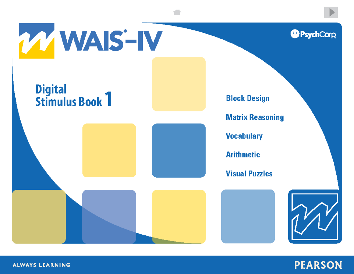 WAIS IV Q Global Digital Stimulus Book 1: Matrix Reasoning & Puzzles ...
