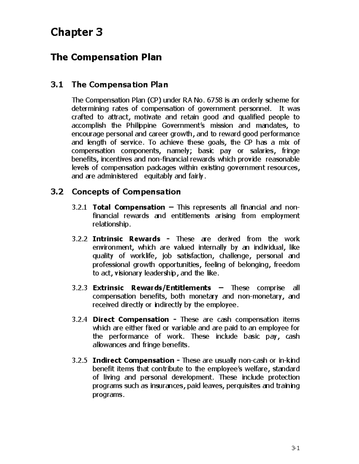 Chapter 3: The Compensation Plan under RA No. 6758 - Overview and ...