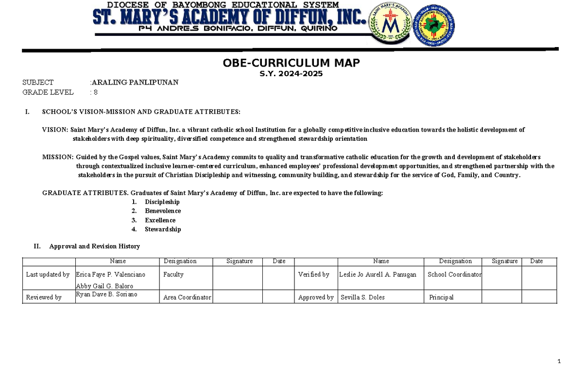 AP-CMAP: Curriculum Map for Grade 8 Araling Panlipunan - Studocu
