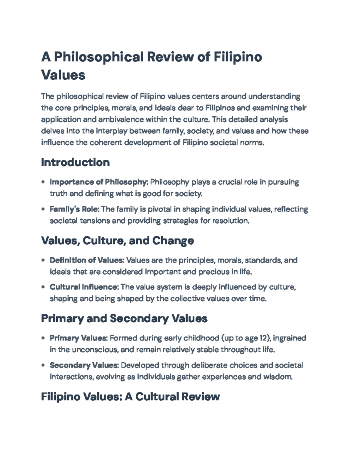 Philosophical Review of Filipino Values: Insights and Challenges - A ...