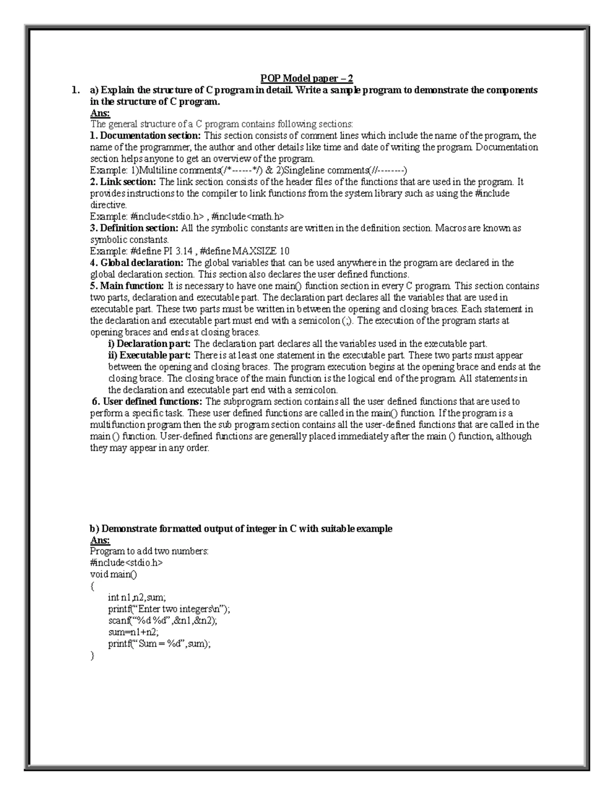 Pop Lab Manual 1 Lab Manual Principles Of Programming In C Laboratory Bpops As Per Vtu