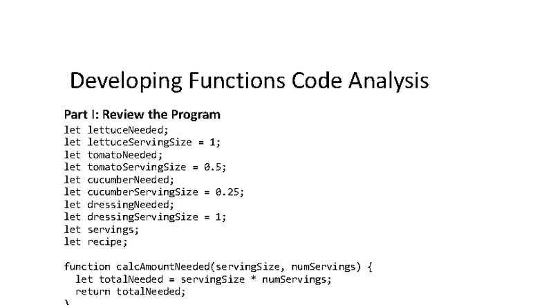 Developing Functions Code Analysis Part I: Recipe Ingredient ...