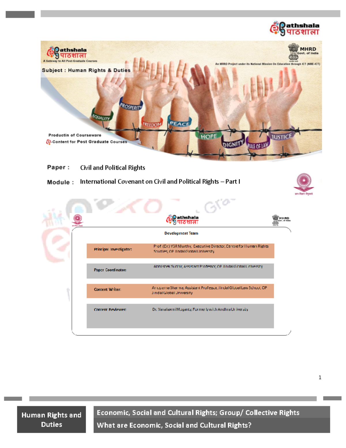 ICCPR 1 - Overview of Civil and Political Rights and Duties - Studocu