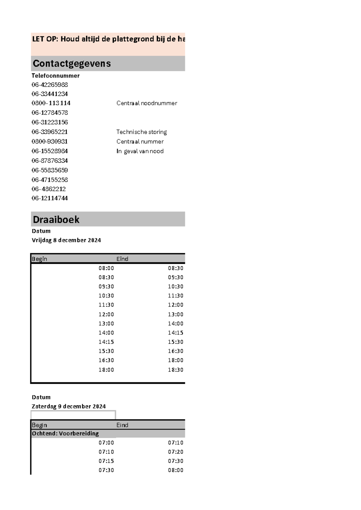Beroepsopdracht 1.2 - Draaiboek voor Evenement op 8-9 Dec 2024 - Studeersnel