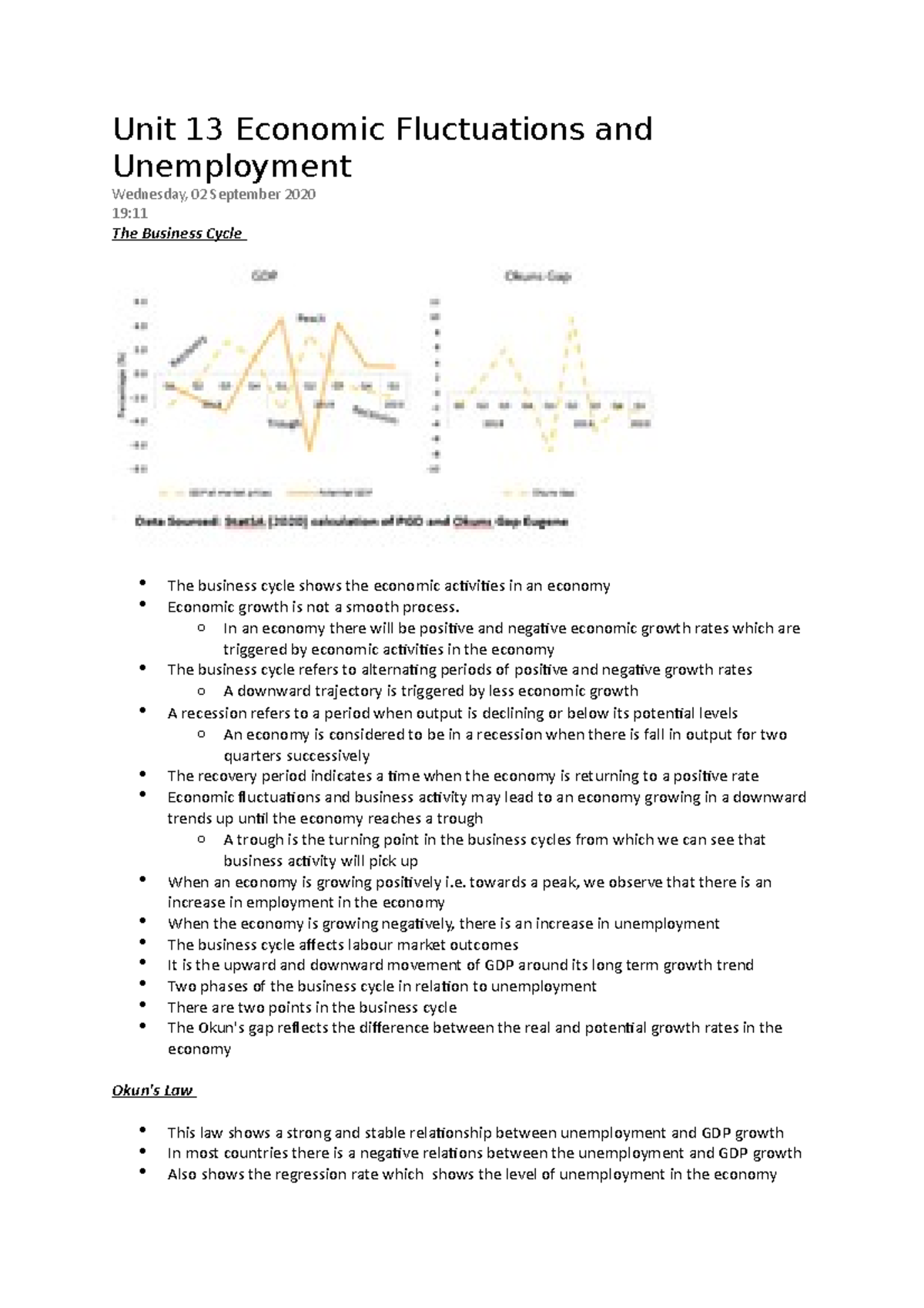 Unit 13: Economic Fluctuations & Unemployment Overview - Studocu
