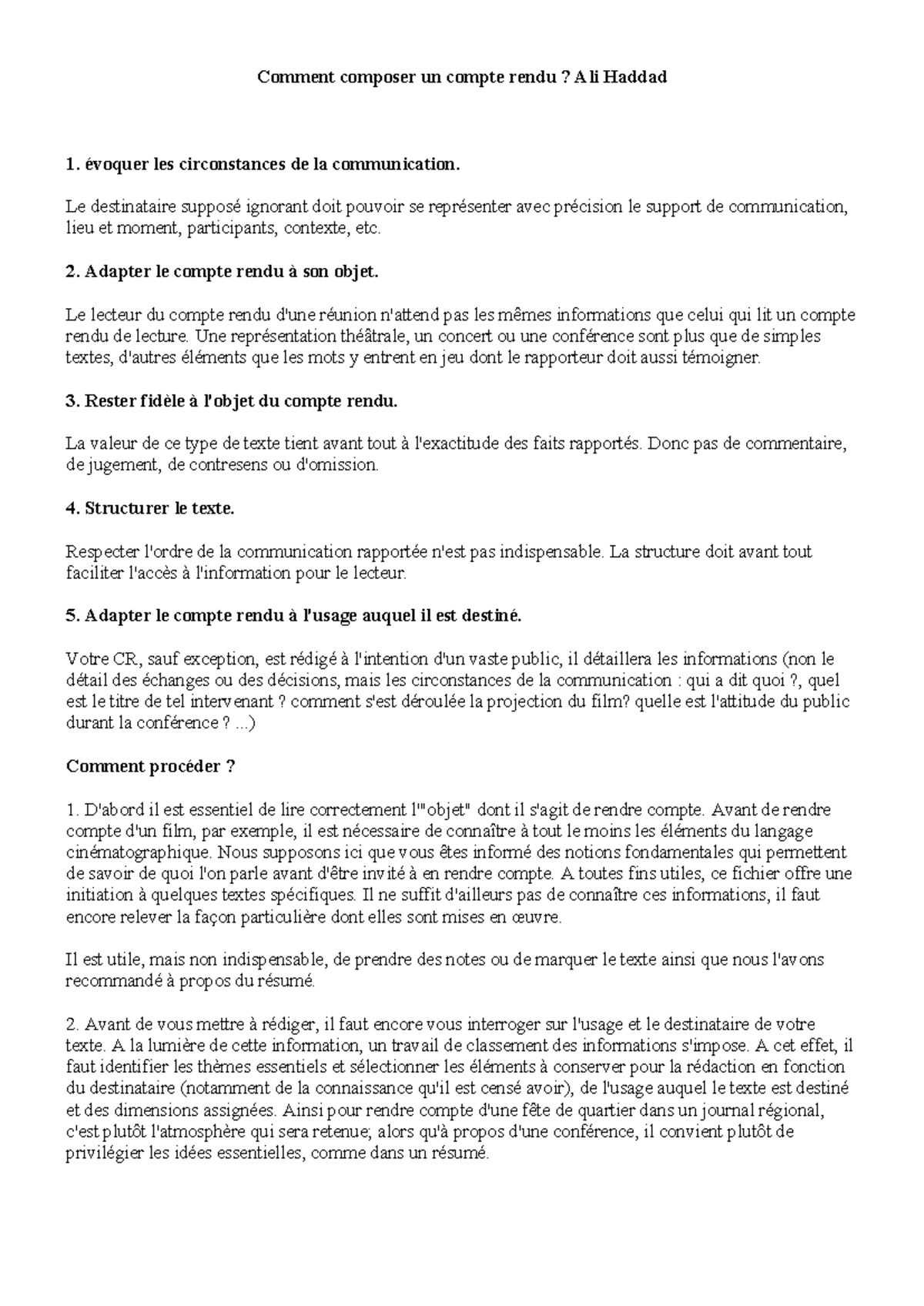Comment Rédiger un Compte Rendu Efficace ? Guide Pratique - Studocu