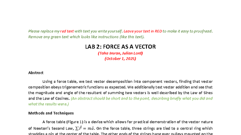 03 LAB 2: Force as a Vector - Experimental Analysis and Results - Studocu