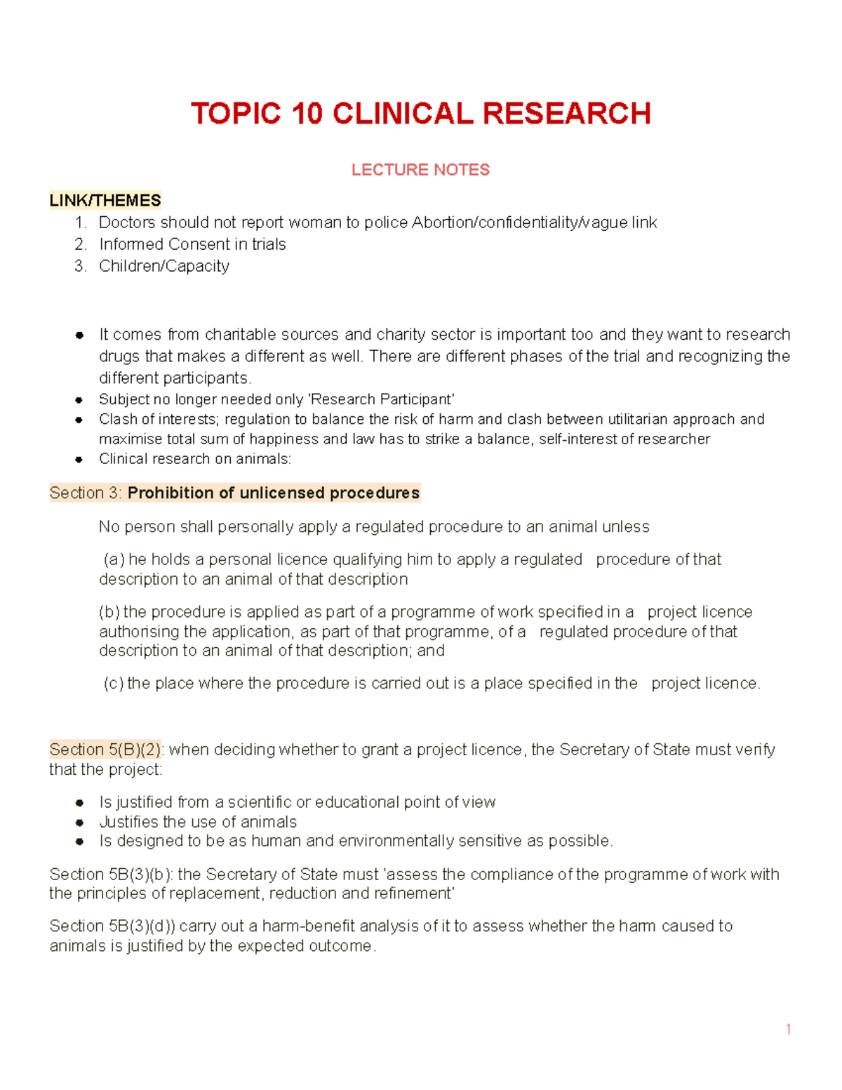 Medical Law - Clinical Research Lecture Notes Summary - Studocu