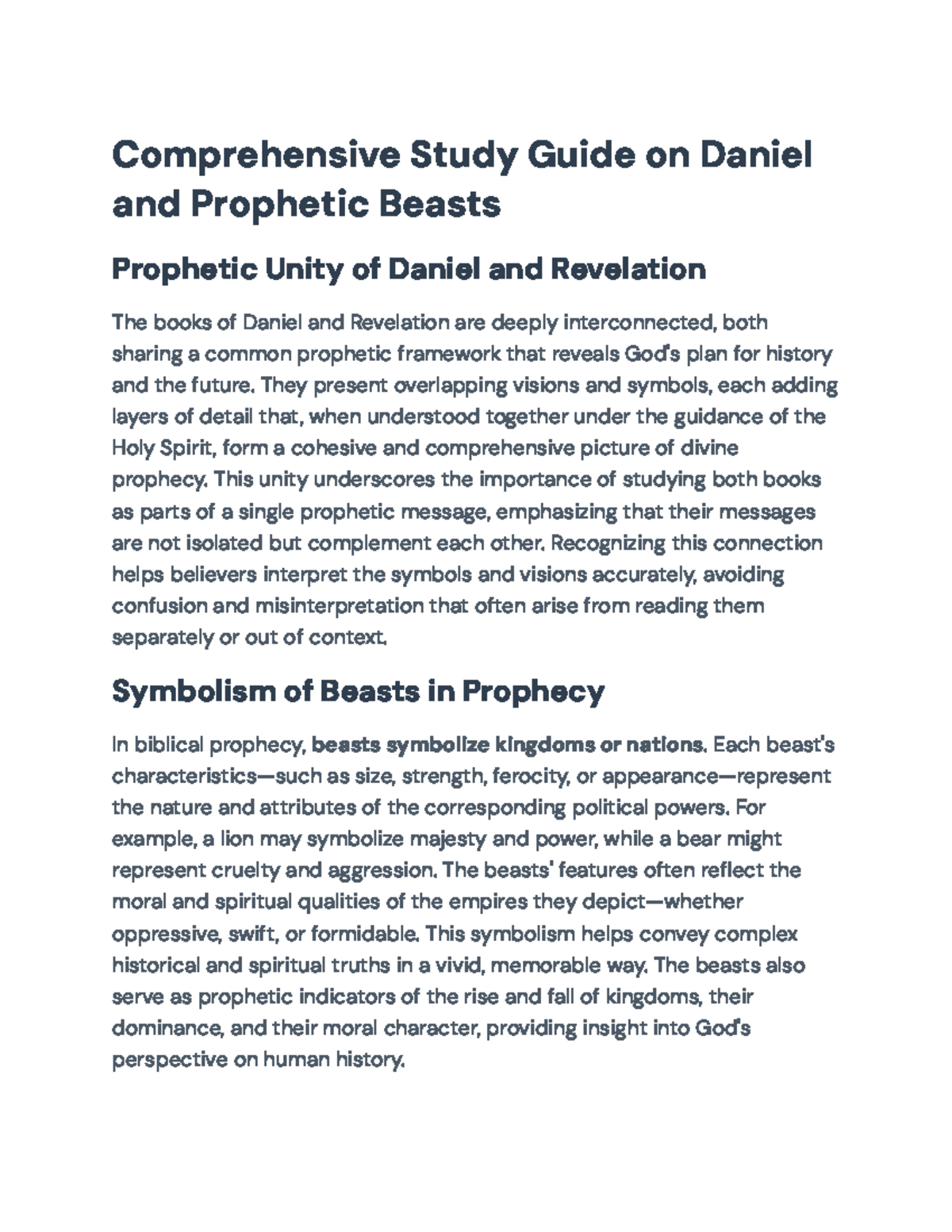 Comprehensive Study Guide on Daniel's Prophecy & Symbolism Analysis ...