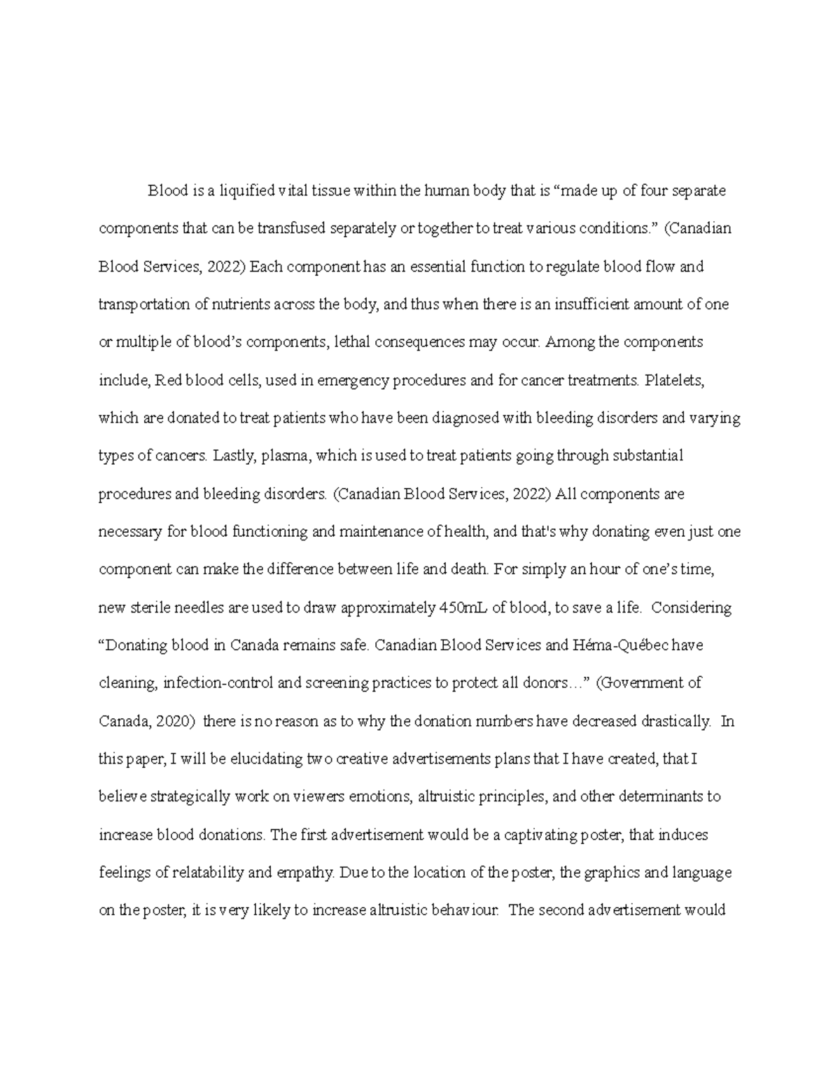 Assignment #2 psychology (Blood donations) - Blood is a liquified vital ...