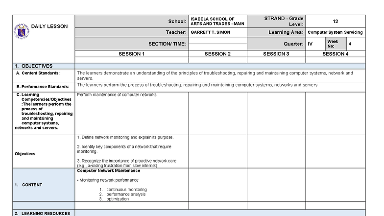DLL Garrett Simon Perform maintenance of computer networks - DAILY ...