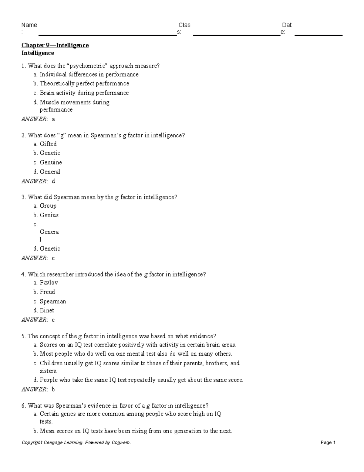 Chapter 9 Intelligence Key Concepts And Theories Studocu