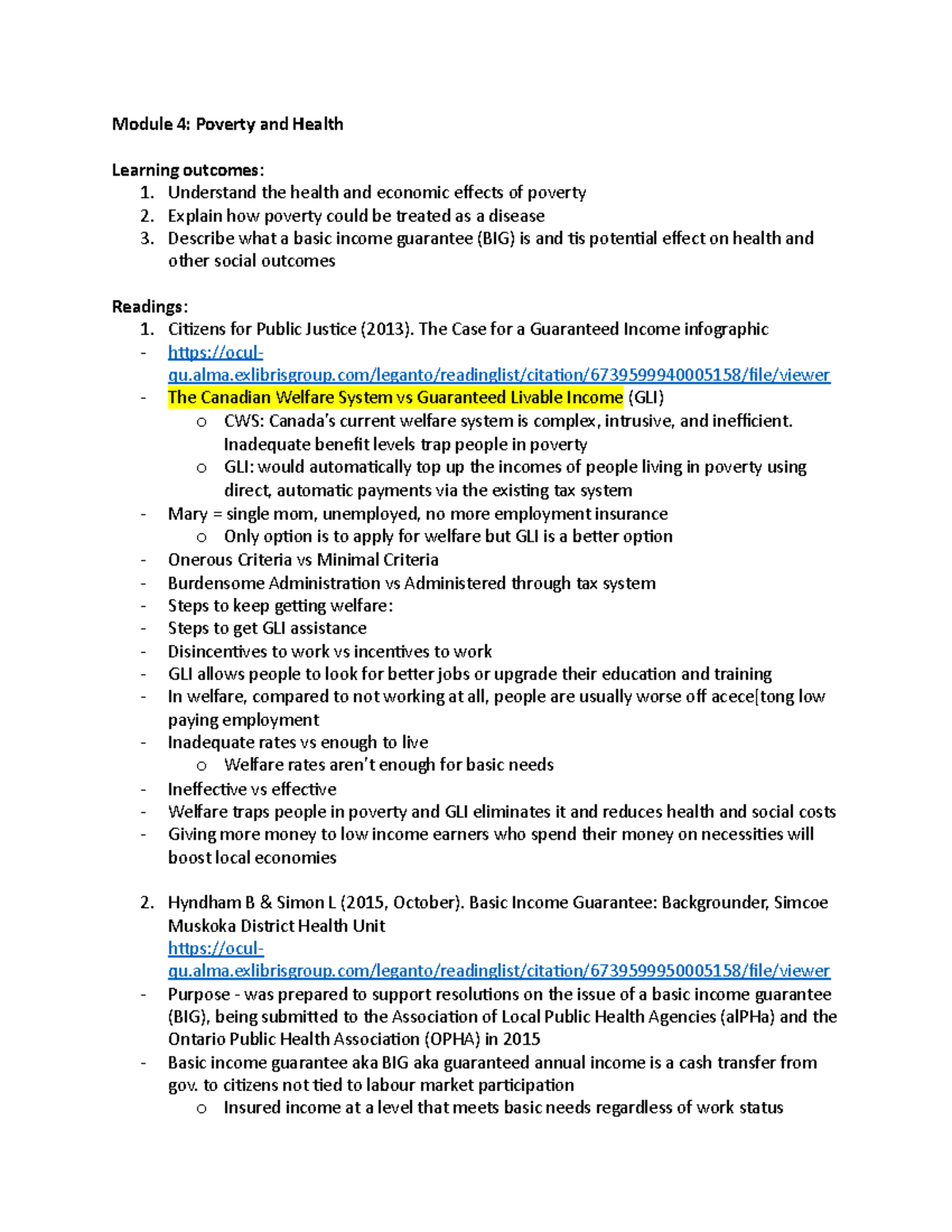 Module 4 - Module 4: Poverty and Health Learning outcomes: 1 ...