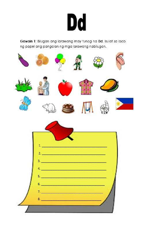 Letrang Dd - for reading practice - Pangalan Petsa Mga salitang ...