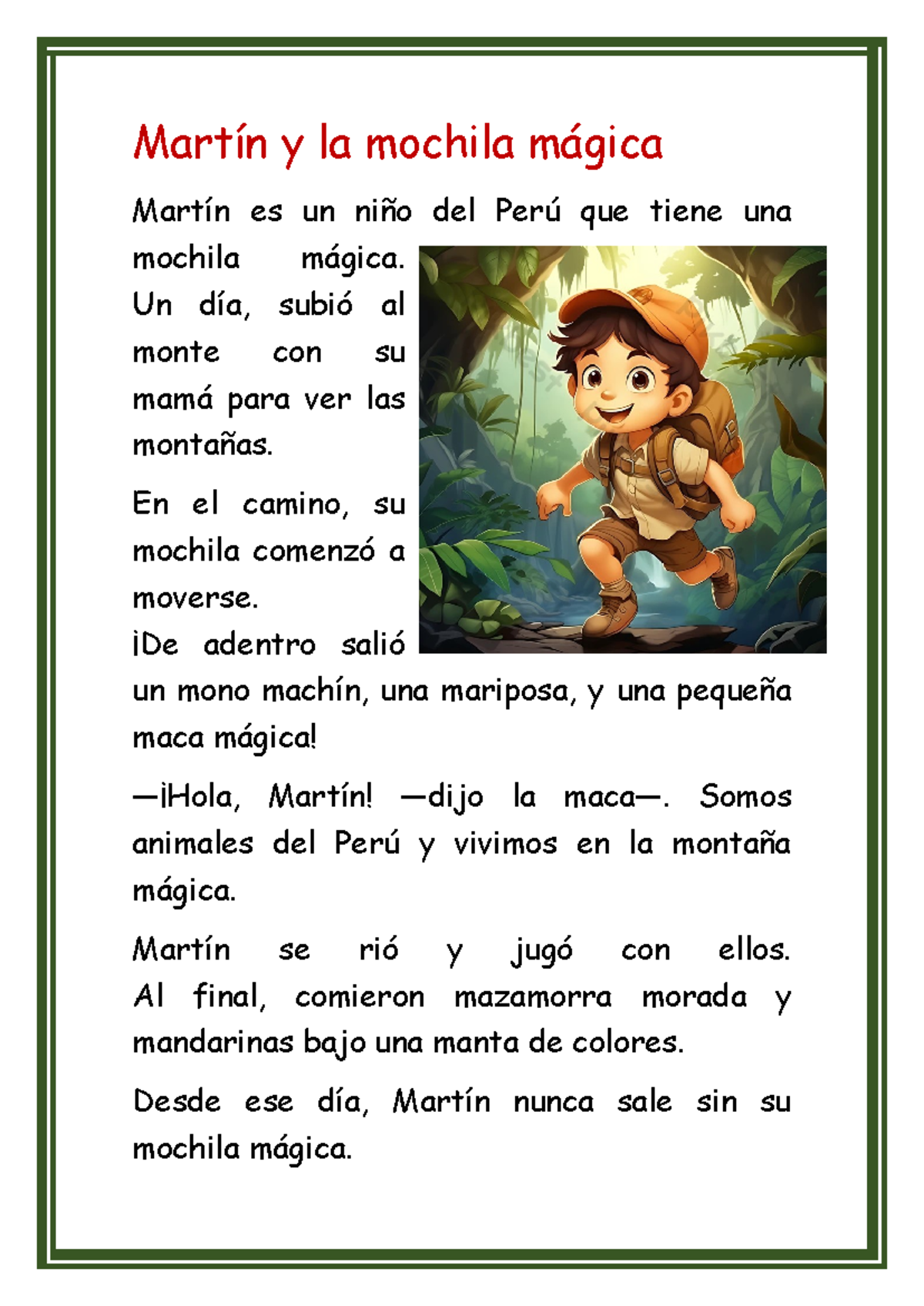 Ficha Comun. Semana 3: Martín y la Mochila Mágica - Studocu