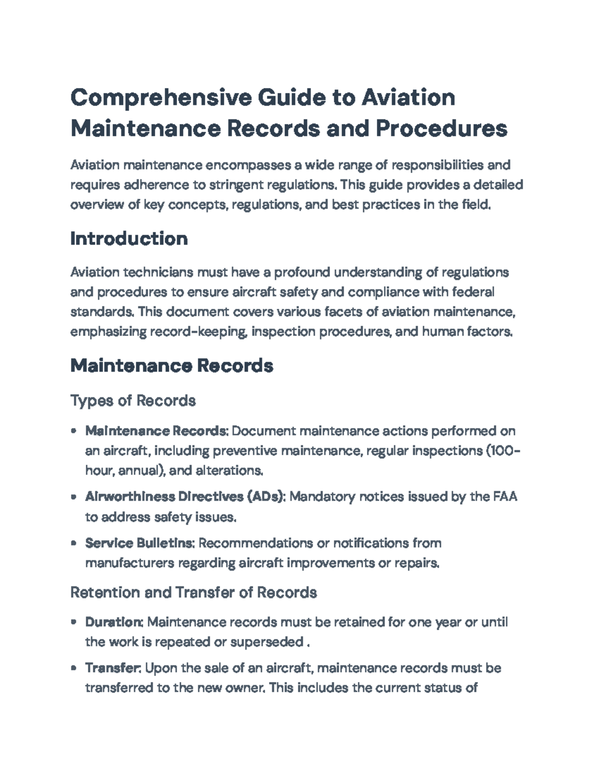 Aviation Maintenance: Comprehensive Guide to Records & Procedures ...