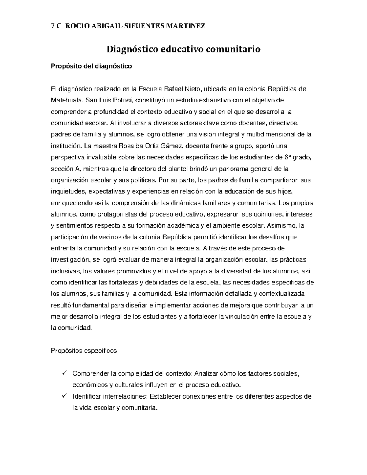 Diagnóstico Educativo Comunitario: Escuela Rafael Nieto - Informe ...