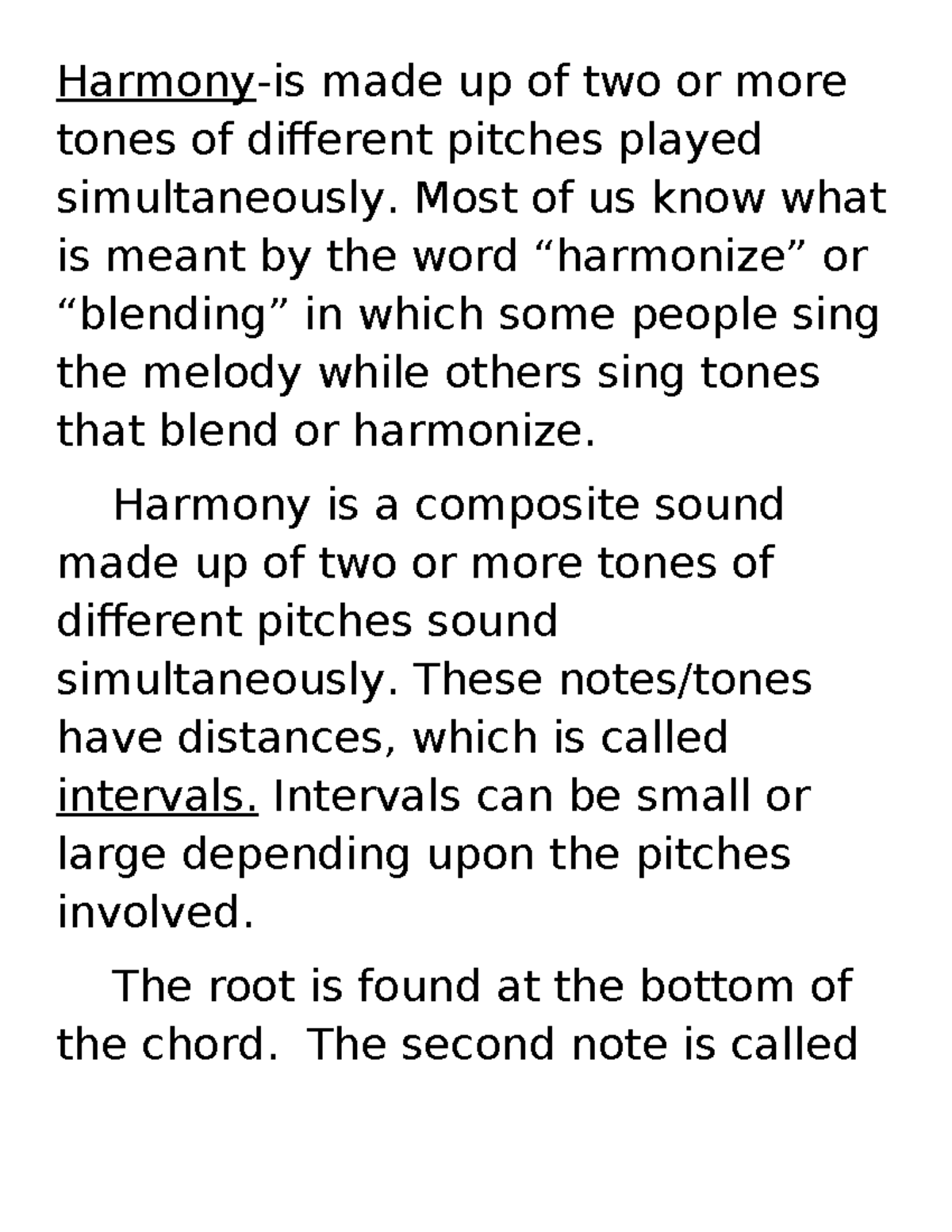 Harmony - Music Theory LESSON PLAN - Studocu