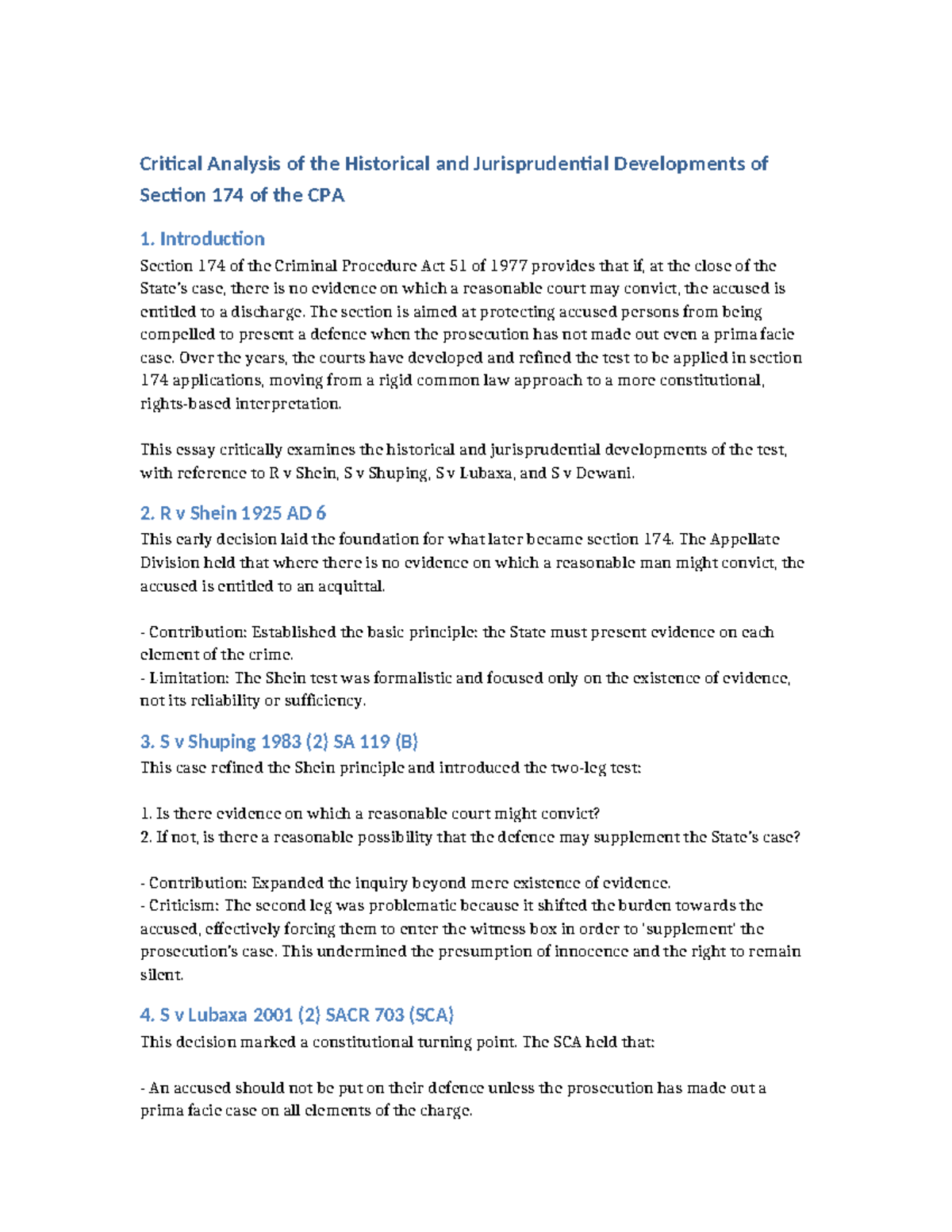 Critical Analysis of Section 174 of the CPA: Historical Developments ...