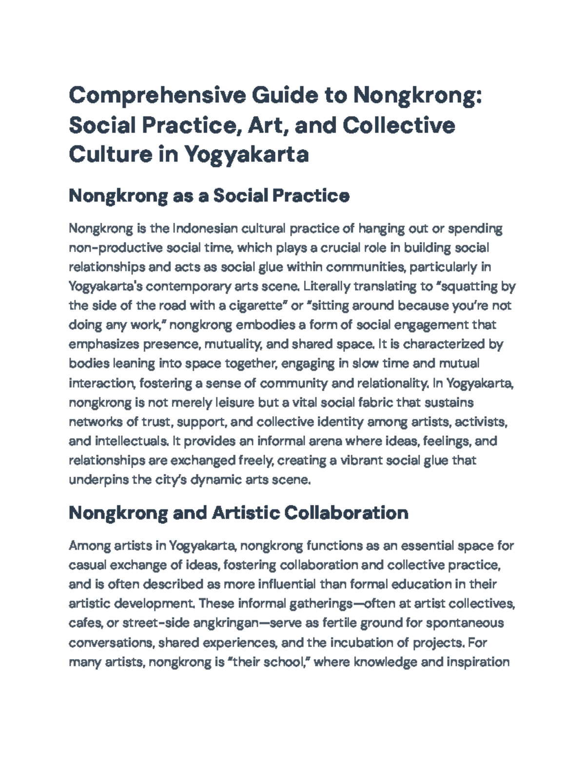 Comprehensive Guide to Nongkrong: Social Practice & Art in Yogyakarta ...