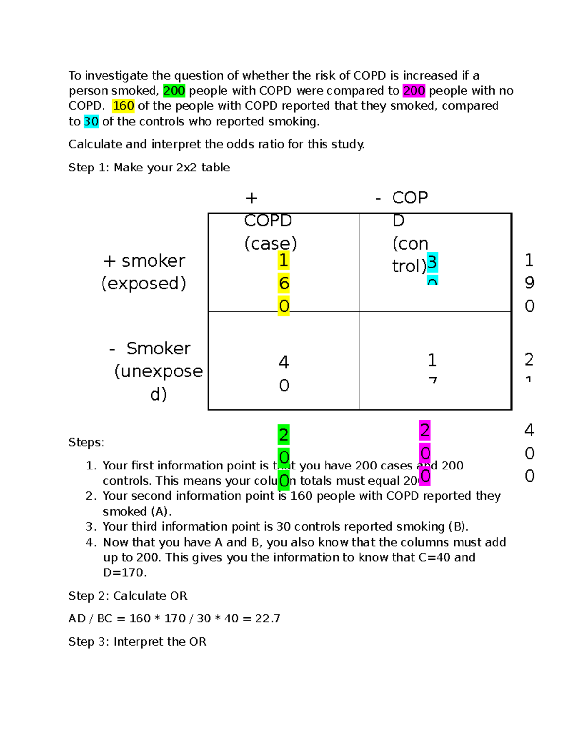 OR Practice Problem Answer Key: COPD & Smoking Risk Analysis - Studocu