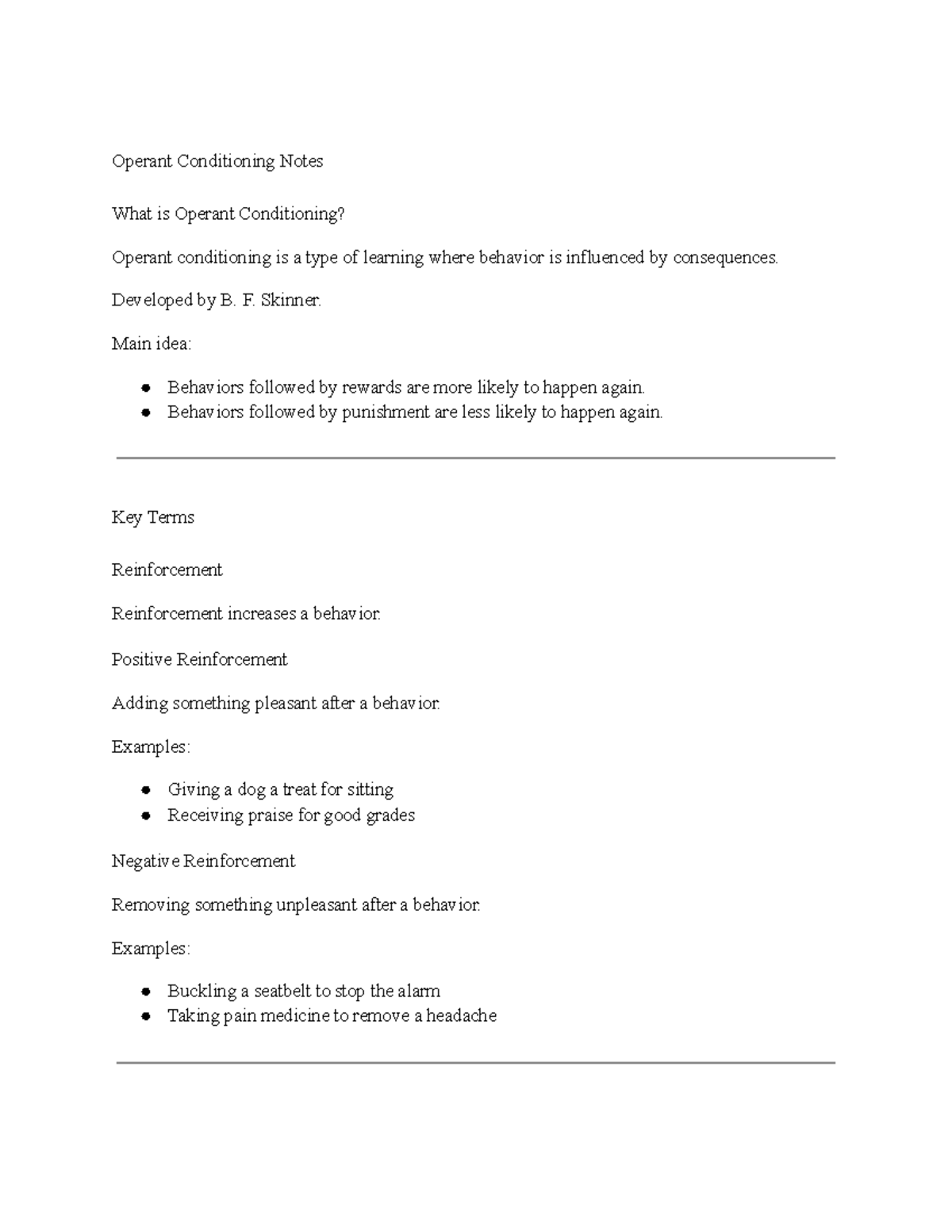 Operant Conditioning Notes: Understanding Behavior Through Consequences ...