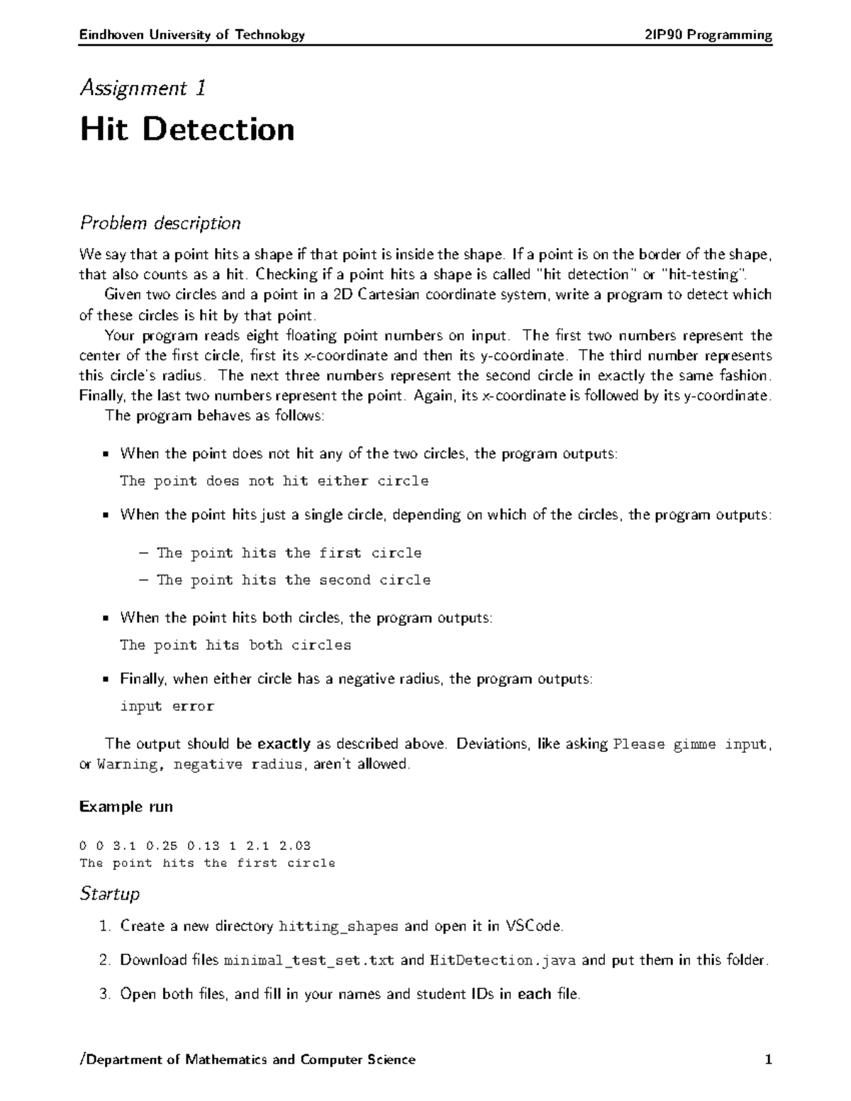 Assignment-1-Hit Detection - Eindhoven University of Technology 2IP90 ...