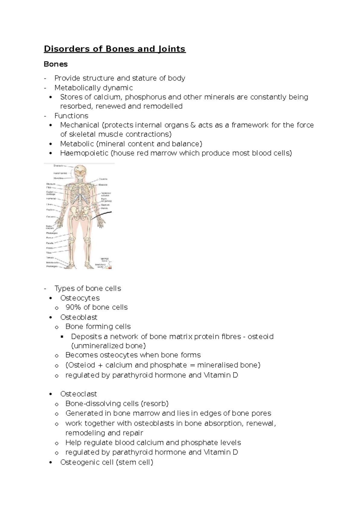 DBJ 101 - Disorders of Bones and Joints: Comprehensive Notes - Studocu