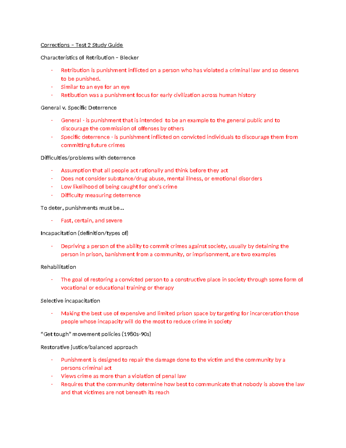 Corrections Law and Prison Rights Overview - Study Guide (Test 2) - Studocu