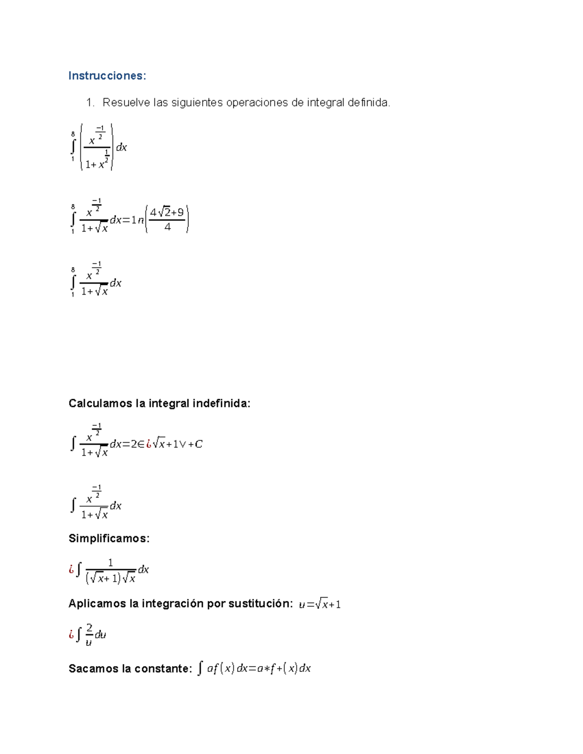 Integral Definida: Ejercicios y Soluciones Paso a Paso - Studocu