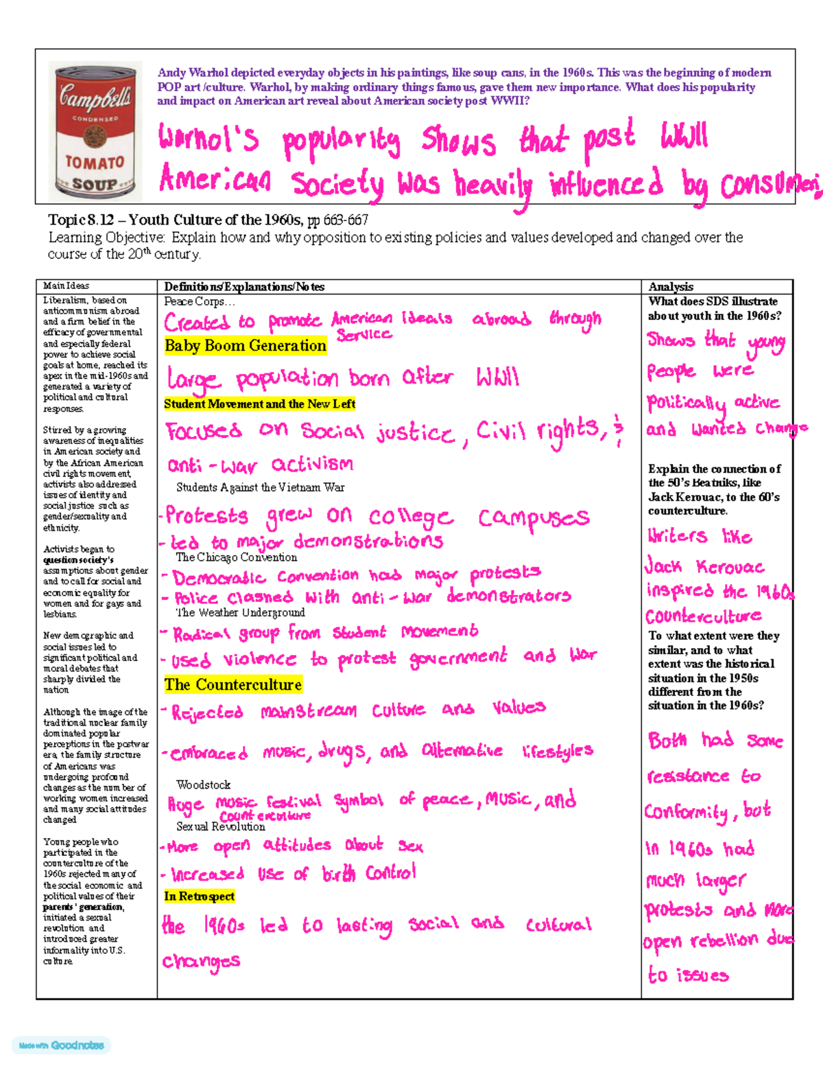 Amsco 2020 Unit 8 Guided Reading: Youth Culture & Environmental Changes ...
