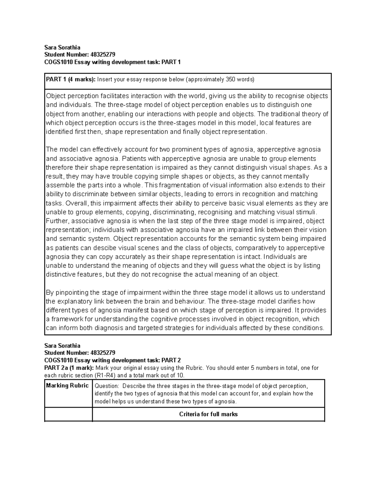 PART 2 cogs asessment - COGS1010 Essay writing development task: PART 1 ...