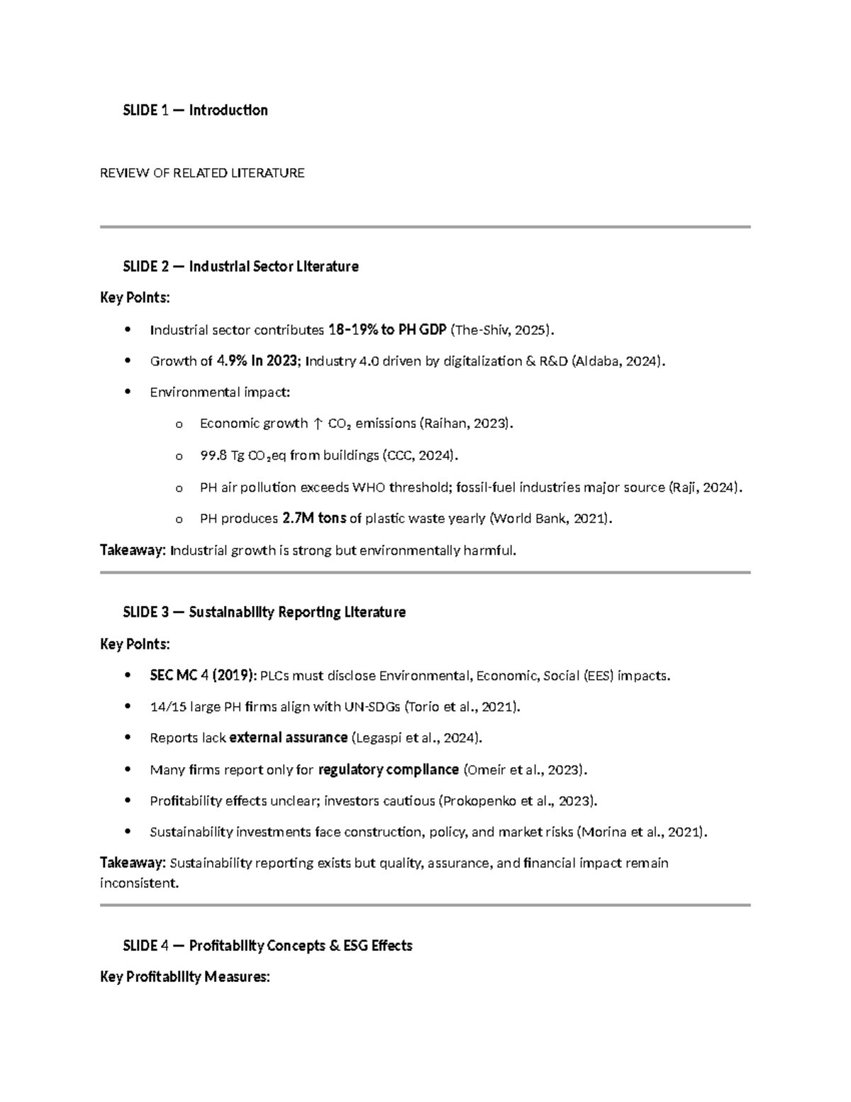 SLIDES for Research - Literature Review on Industrial Sustainability ...
