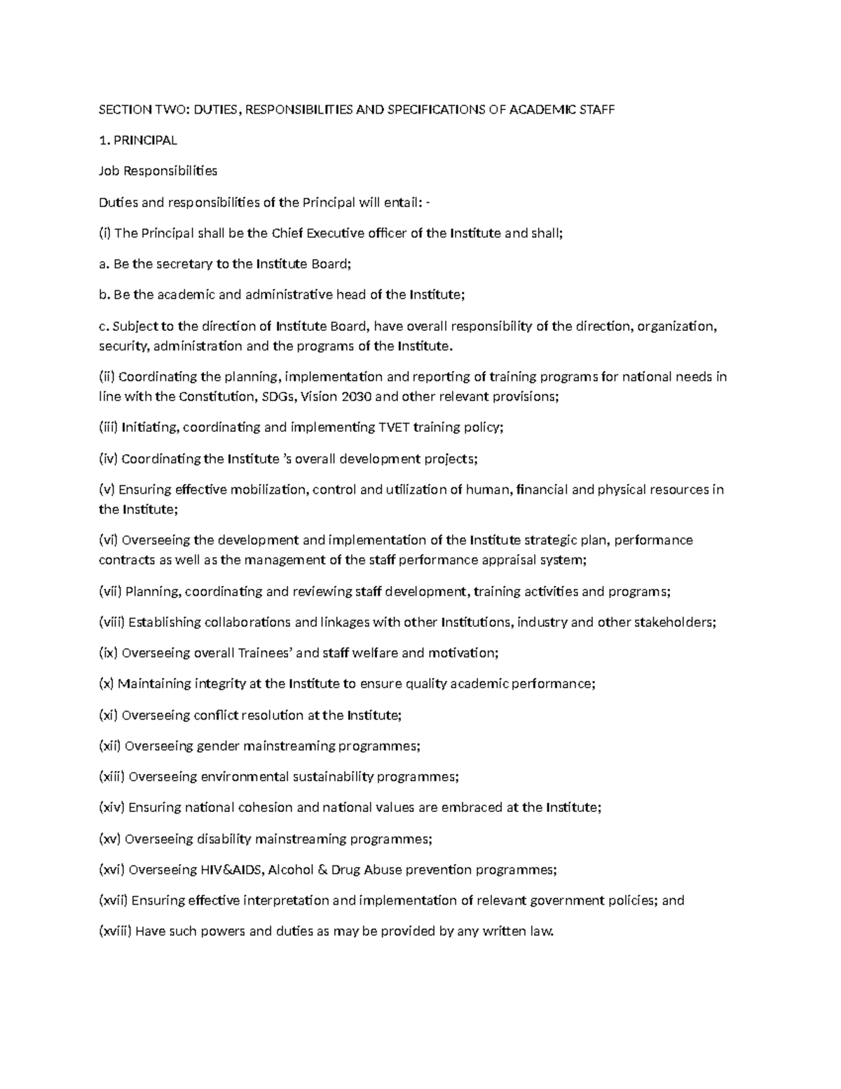 Academic Staff Duties and Responsibilities Outline: Key Positions - Studocu