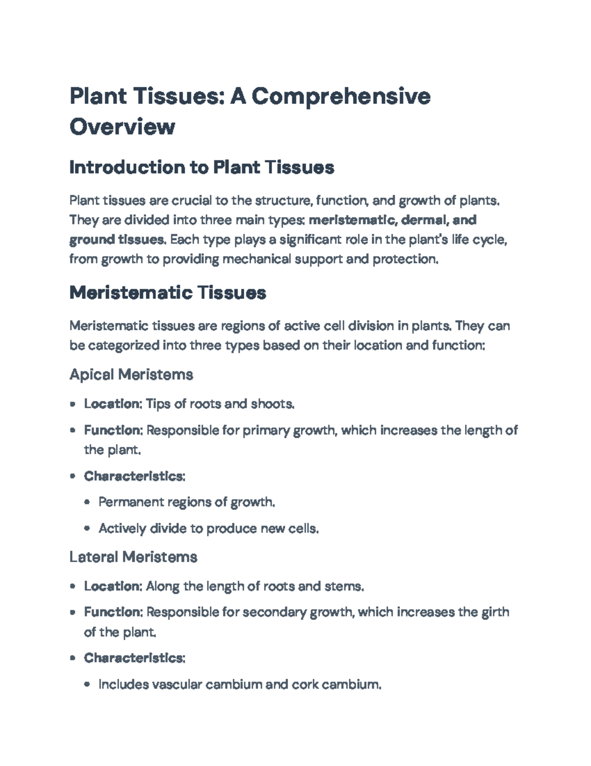 Plant Tissues Overview: Structure, Functions, and Types (Biology 101 ...