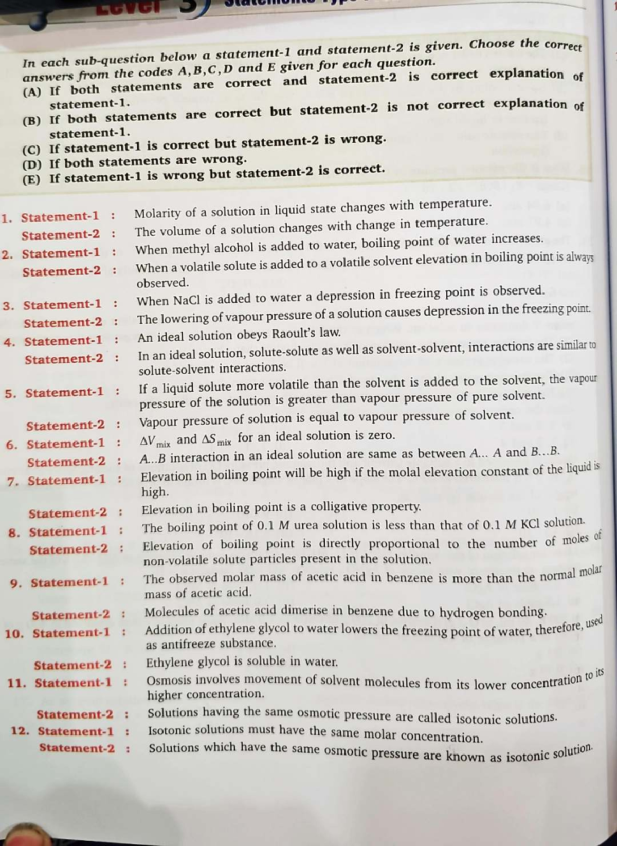 Solution Assignment - Question Set for Physical Chemistry (CHEM 101 ...
