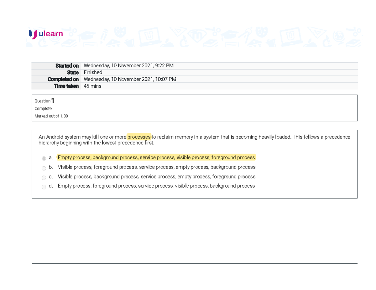 QUIZ 2 Attempt review abdulmajeed - Started on Wednesday, 10 November ...