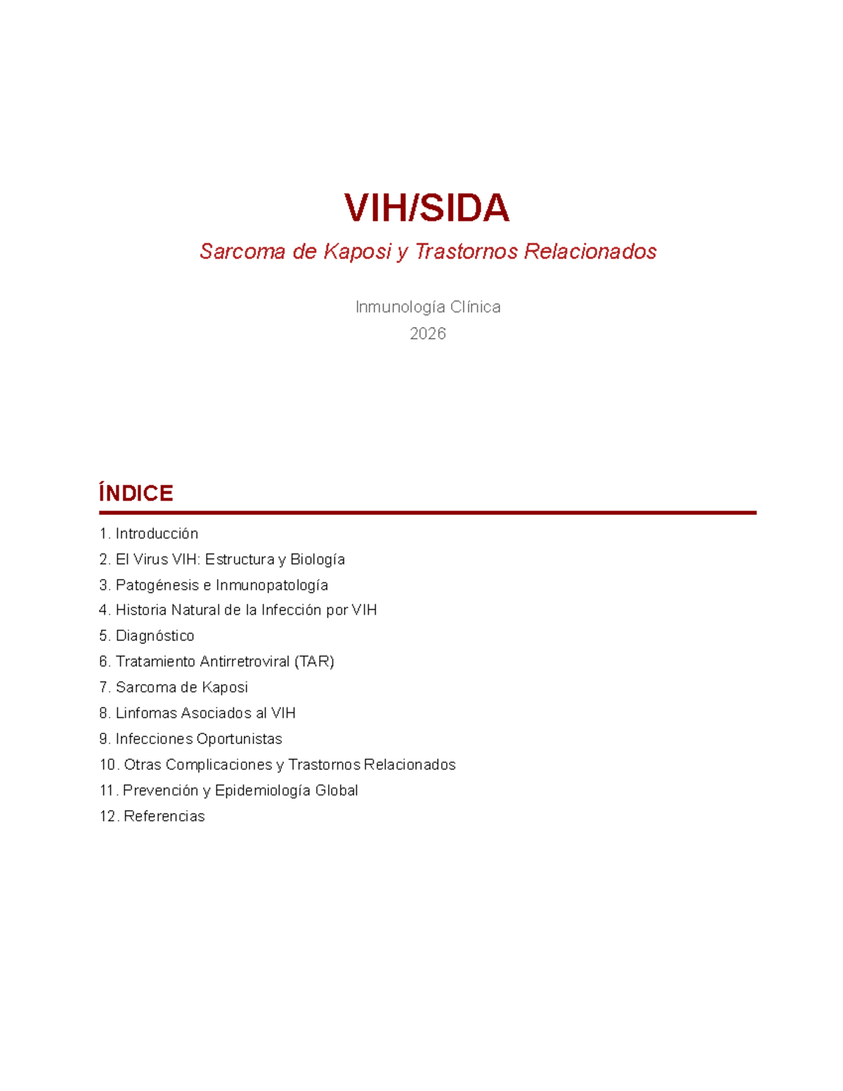 Sarcoma de Kaposi y VIH: Inmunología Clínica 2026 - Resumen - Studocu
