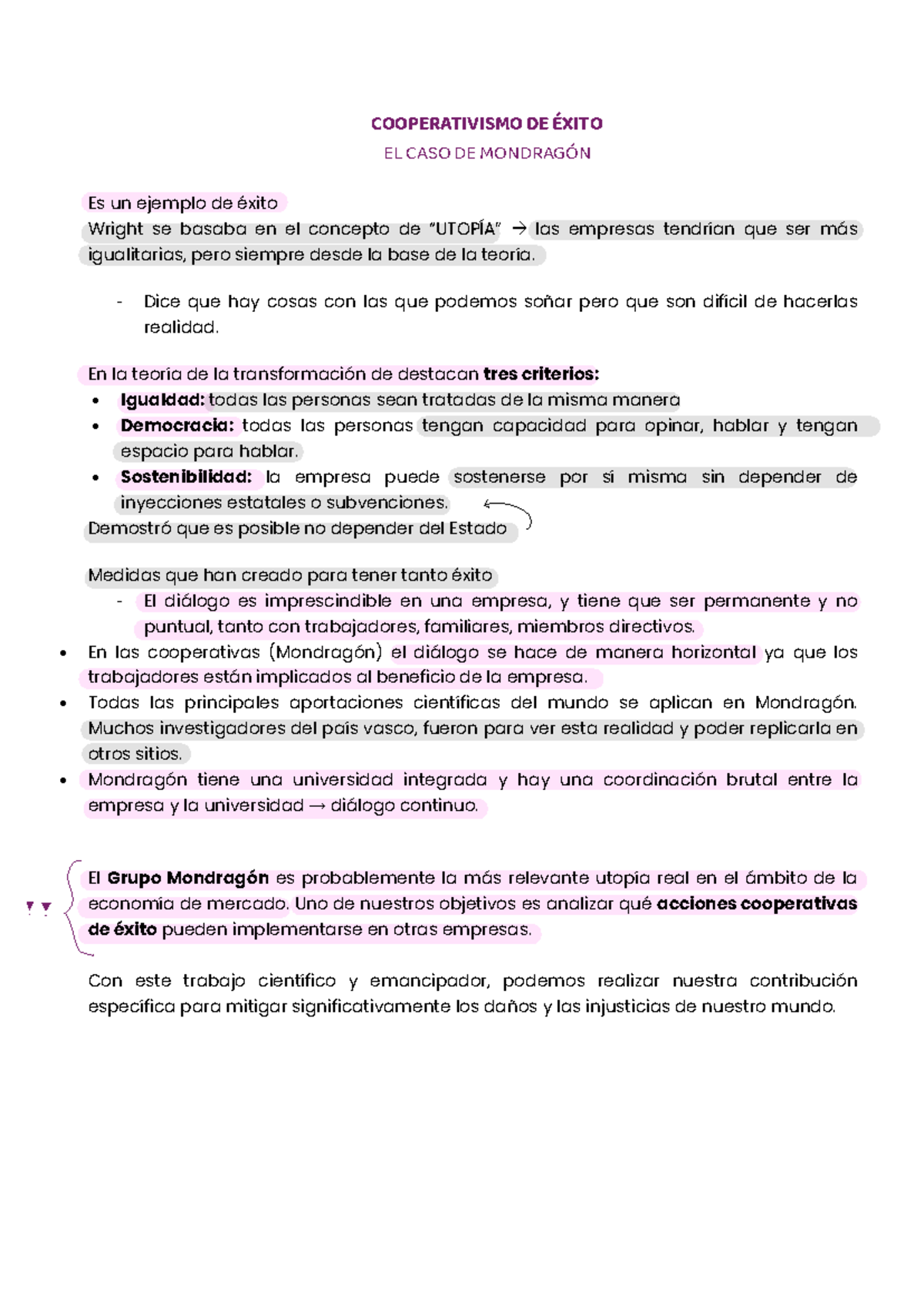 COOPERATIVISMO DE ÉXITO: ANÁLISIS DEL GRUPO MONDRAGÓN - Studocu