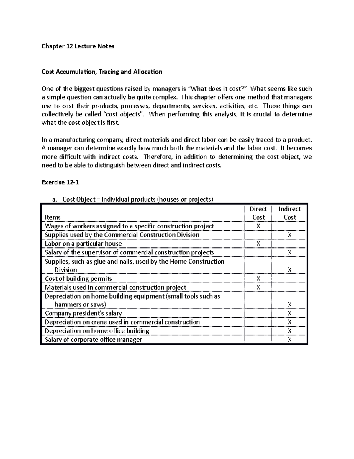ACC 101 Chapter 12 Lecture Notes: Cost Accumulation & Allocation - Studocu
