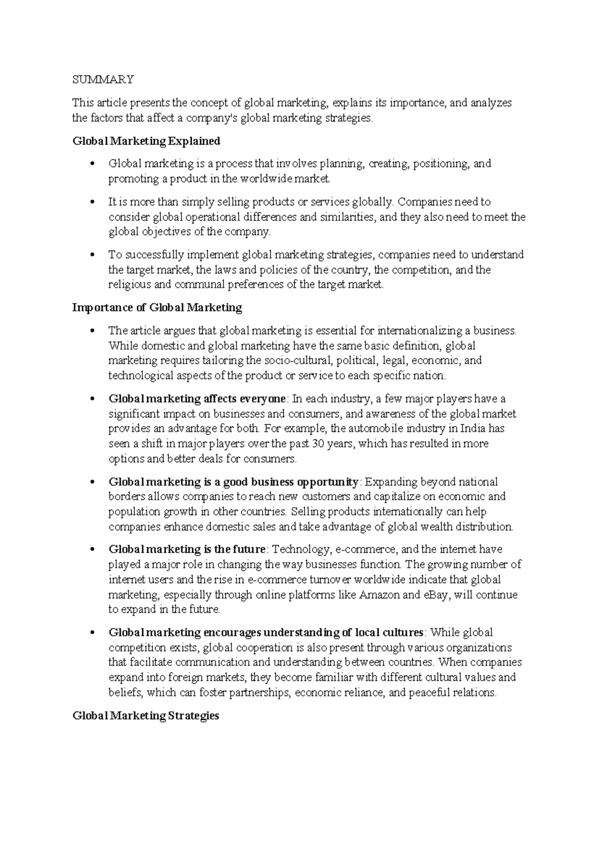 Global Marketing Strategies: Key Insights and Factors Affecting Success ...