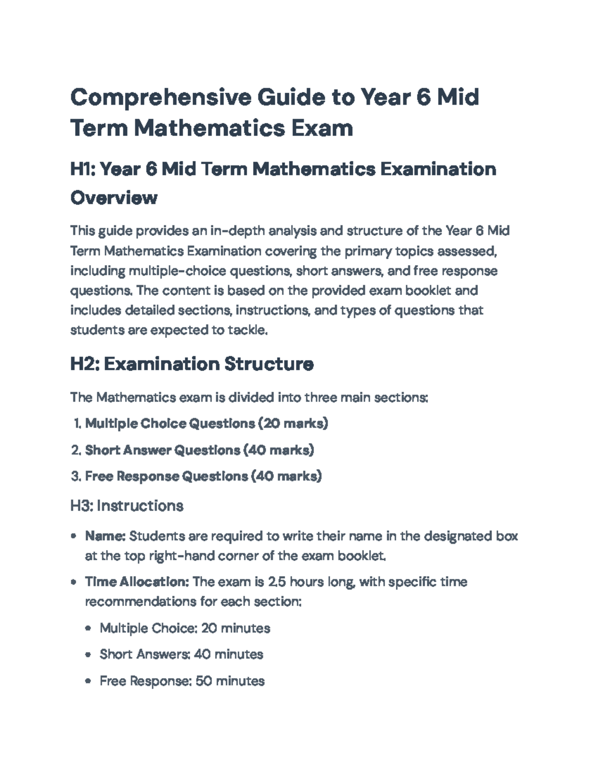 Year 6 Mathematics Mid-Term Exam Prep Guide: Key Insights and Tips ...