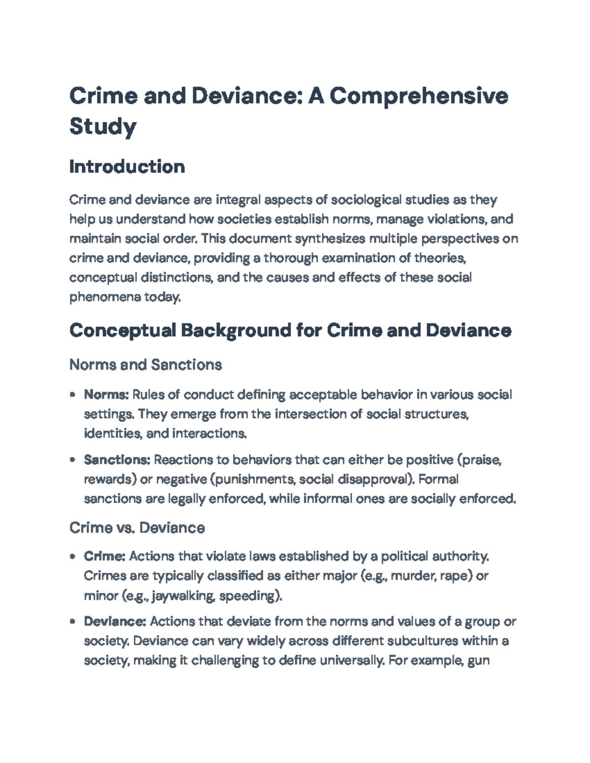 Crime and Deviance: Theoretical Perspectives and Modern Implications ...