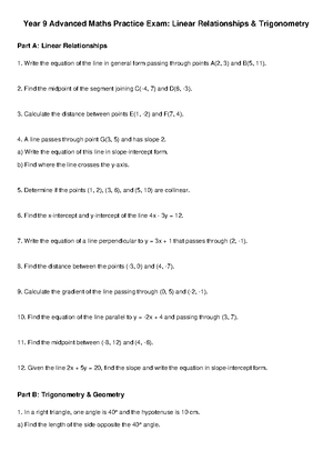 Year 9 Math - Grade: 9 - Secondary School - Studocu