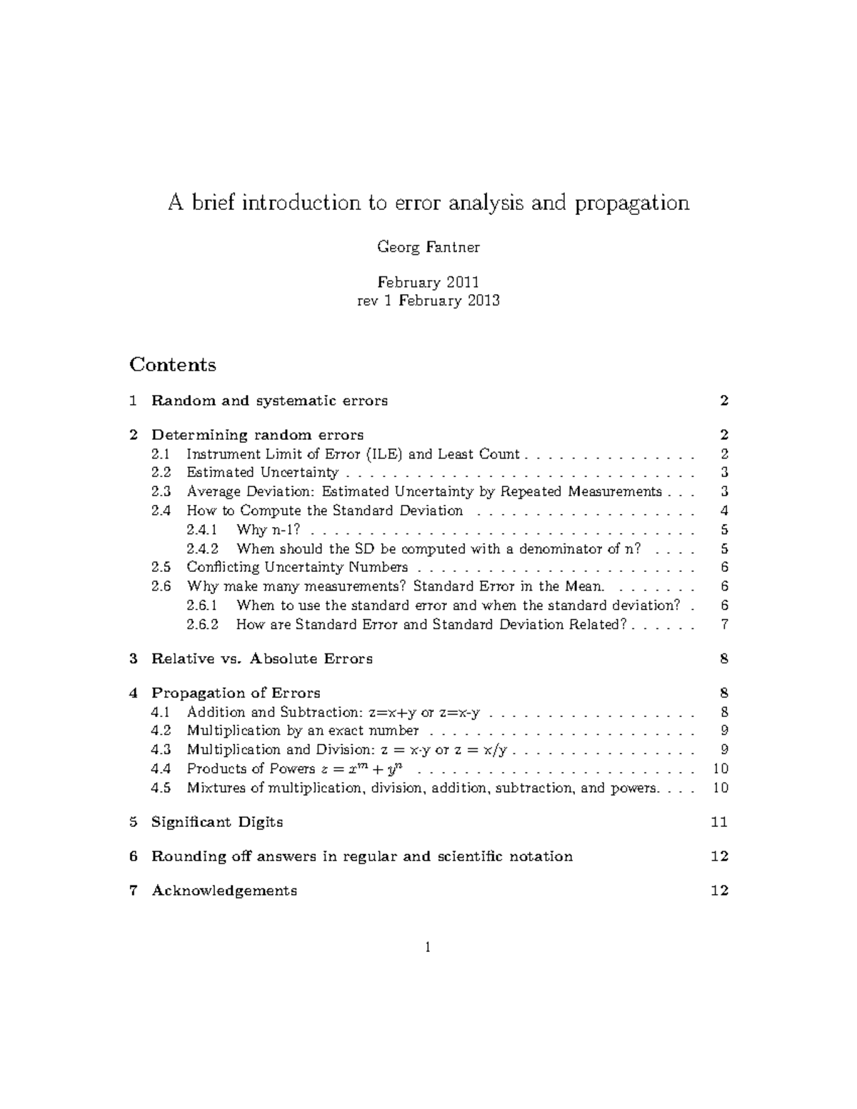 Error Analysis and Propagation: A Comprehensive Guide (Course Code: Errorprop 1) - Studocu