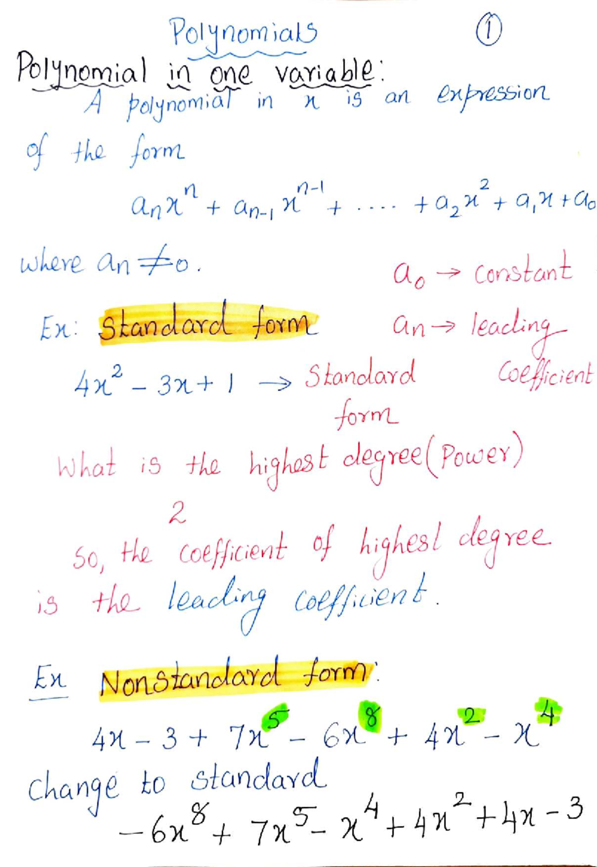 Chapter 2 Part 2: Simplifying and Multiplying Polynomials - Studocu