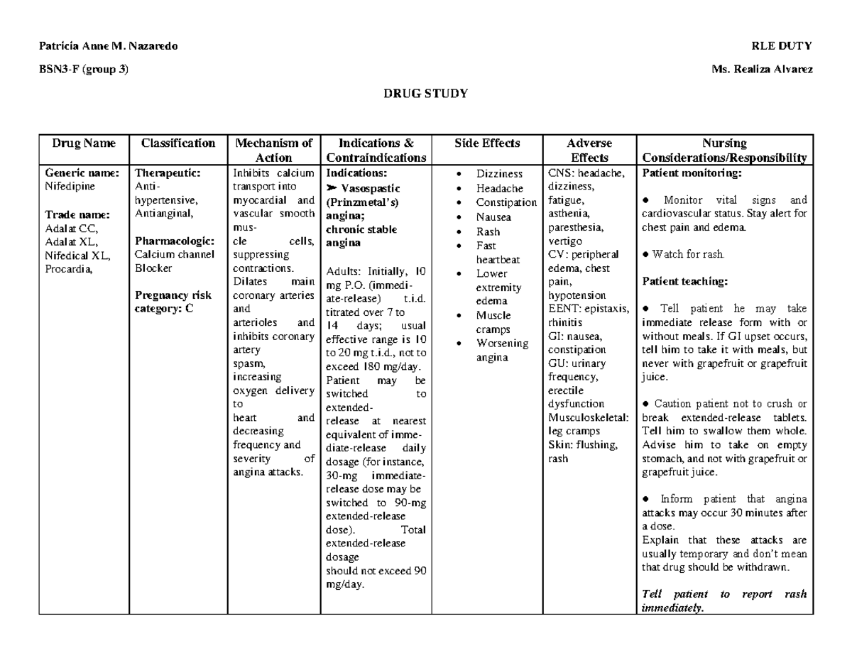BSN3-F Drug Study Finals: Nifedipine, Clonidine, Captopril & ORS ...