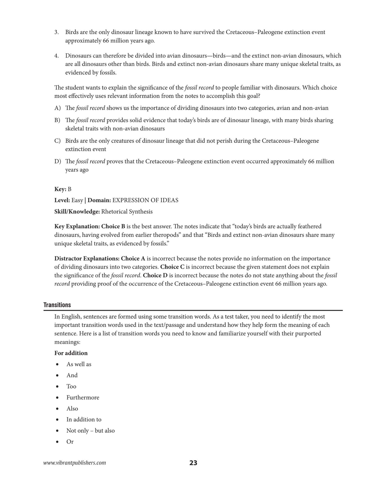 SAT Reading & Writing: Transition Words Practice Test - Studocu