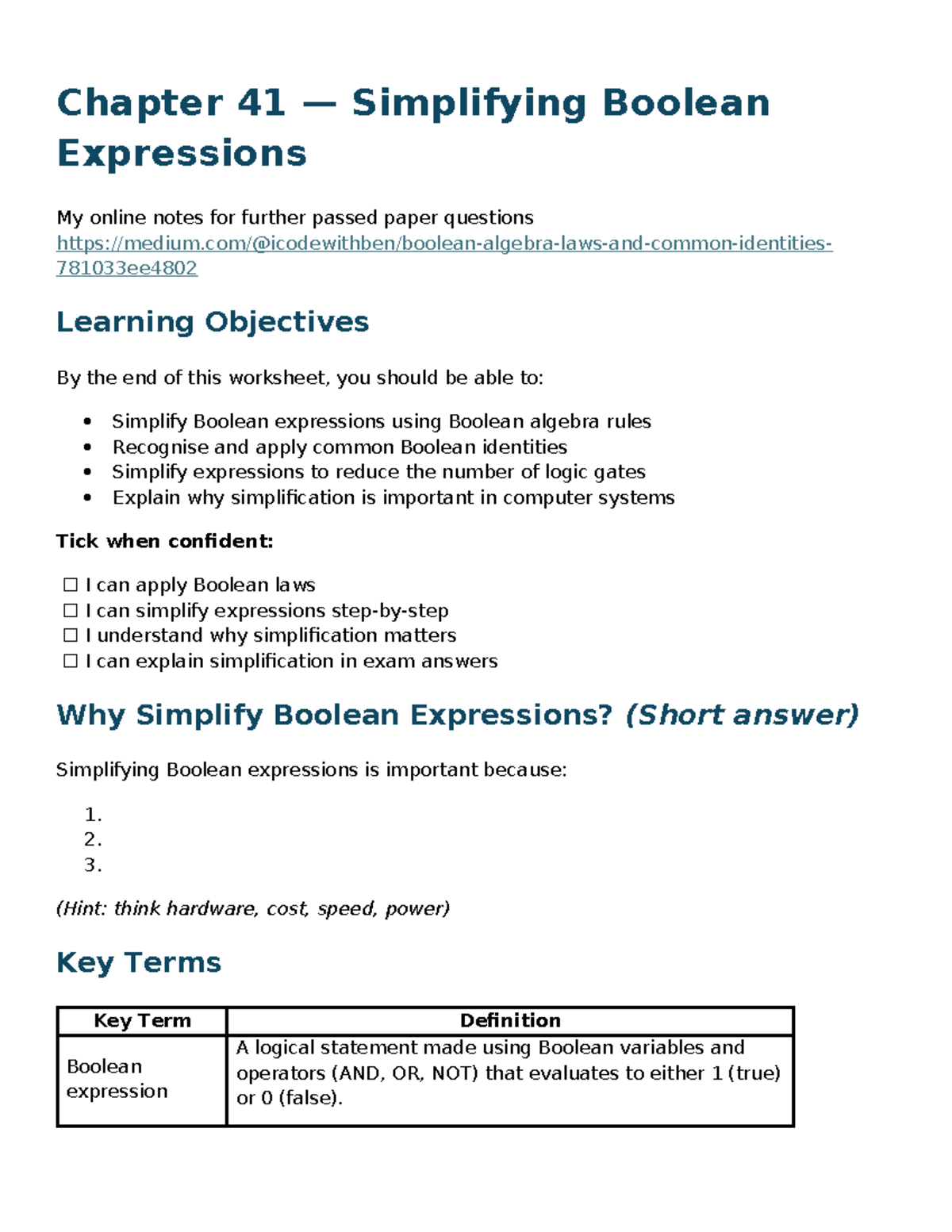Chapter 41 - Simplifying Boolean Expressions: Key Concepts & Practice ...