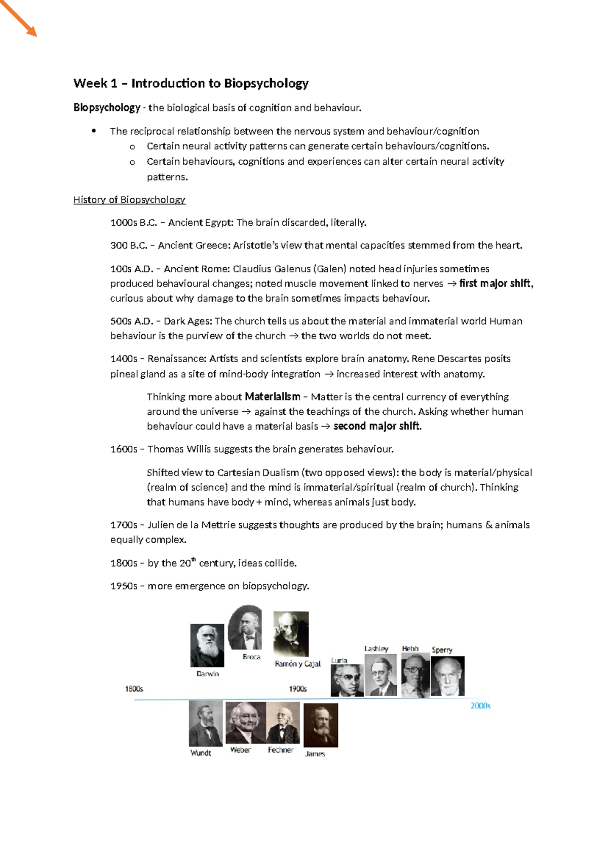 PSYC317 Lecture Notes: Week 1 & 2 - Biopsychology Overview (2023) - Studocu